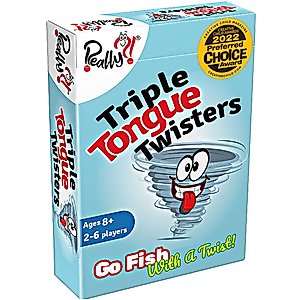 Really?! Triple Tongue Twisters - Go Fish with A Twist, Hilarious Family Party Speech & Memory Card Game, Ages 8+