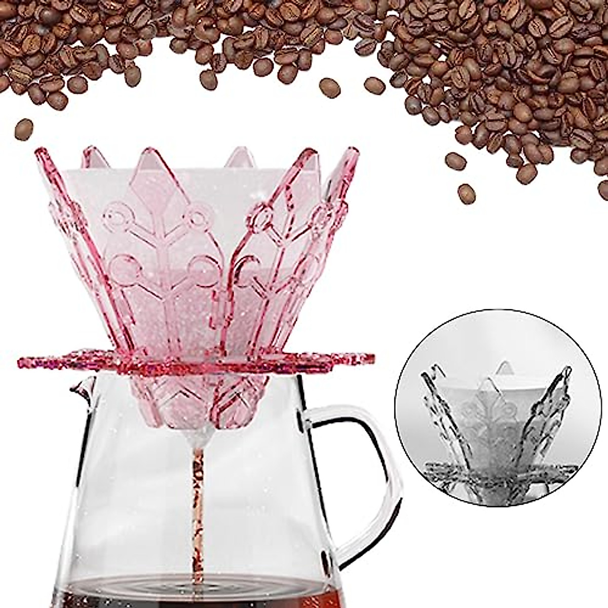 ＫＬＫＣＭＳ Pour over Coffee Filters/Coffee Maker Dripper/Coffeeware/Coffee Tools/Coffee Dripper Filter Cup Coffee Funnel Drip for Home Cafe, Pink