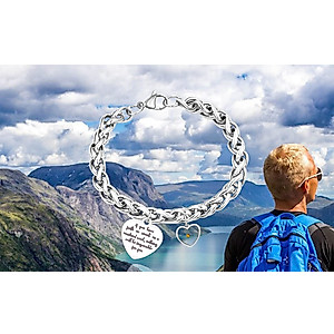 Cool Stainless Chunky Thick Large Link Chain Bracelet with Faith Mustard Seed Charm for Men Women Length 7.9" * Width 8mm (8mm-Heart Charm)