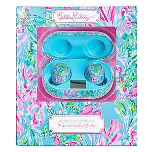 Lilly Pulitzer Bluetooth Earbuds with Protective Charging Case, Wireless Headphones (Best Fishes)