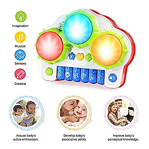 Baby Toys 6 to 12 Mouth, Baby Drum Toys for Toddler Girl and Boy, Piano Light Up Toys for 6 9 12 18 Babies and Toddlers, Early Learning Educational Musical Gift Toy for 1 Year Old Boys Girls