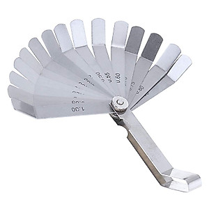 OriGlam Offset Feeler Gauge Set with 16 Blades, Standard Metric Offset Valve Feeler Gauge for Measuring Gap Width/Thickness 0.05mm - 1.0mm