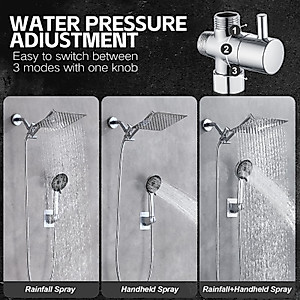 Shower Head,8”Rain Shower Head with Handheld Spray Combo with 11'' Angle Adjustable Extension Arm/Flow Regulator/Shower System,High Pressure Rainfall Shower Head Clean Bathroom, Silver