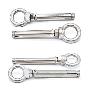 Amycheer Ring Lifting Expansion Eyebolt Screw Bolt 304 Stainless Steel Closed Hook Anchor Eye Bolt Wall Concrete Expansion Screws Bolts M6x80mm 5 Pack