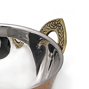 Karahi Indian Serving Dishes - 2 Piece Copper Bowl Set - Copper Kitchen Decor (Lot of 2, 6 Inch)