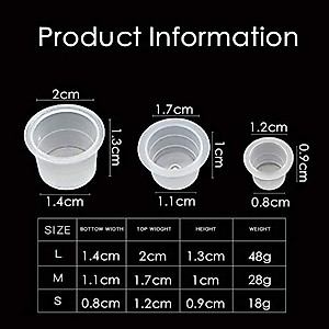 UPTATSUPPLY Tattoo Ink Cups 300Pcs Mixed Size Permanent Makeup Pigment Clear Holder Container Cap Tattoo Accessory