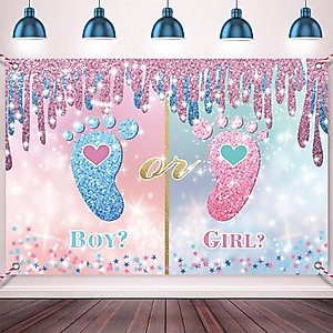 Gender Reveal Backdrop Boy or Girl - Gender Reveal Decorations Party Supplies 70.8 x 47.2 Inch Gender Reveal Background Backdrop Blue Pink Gender Party Reveal Banner What Will Baby Be Banner