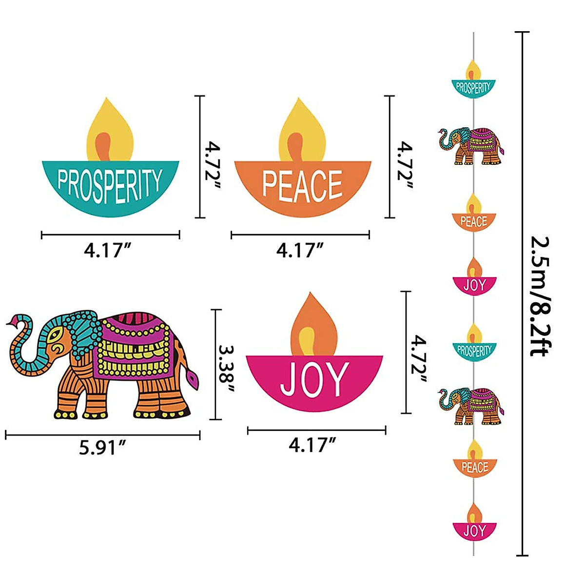 Happy Diwali Party Hanging Decoration Supplies - Festival of Lights Doorway Curtain Party Hanging Decor(12PCS)