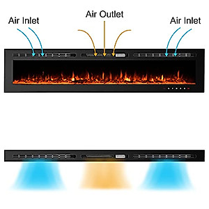 CharaVector Electric Fireplaces Recessed Wall Mounted Fireplace Insert 80 Inch Wide Heater LED Fire Place Remote Control & Touch Screen…
