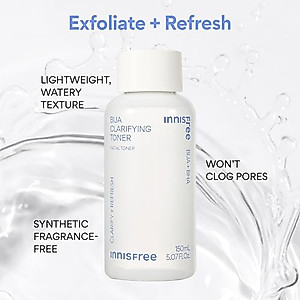 innisfree Bija Clarifying Toner with Salicylic Acid, Korean Toner for Clarifying, Smoothing, and Improving the Look of Pores (Packaging May Vary)