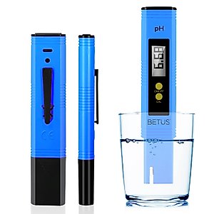 Betus Digital pH Meter for Water - pH Tester with 0.01pH Accuracy, 0-60 Celsius, 0-14 PH Measurement Range - Drinking Brewing Food Hydroponics Aquariums (Blue)