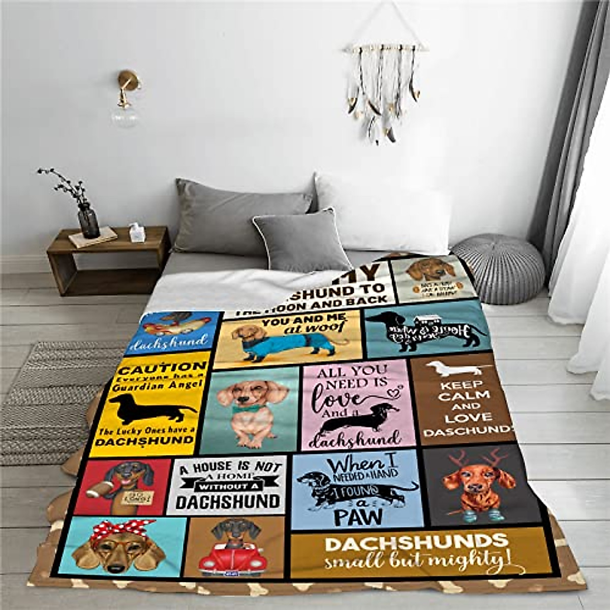 Birthday Gifts for Women, Dachshund Gifts for Dachshund Lovers, Dachshund Blanket and Throws, Cute Animal Pattern on Soft Flannel Fleece Blankets Birthday Gifts for Boys and Girls 60"x50"