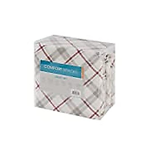 Comfort Spaces Cotton Flannel Breathable Warm Deep Pocket Sheets with Pillow Case Bedding, Cal King, Grey/Red Plaid 4 Piece