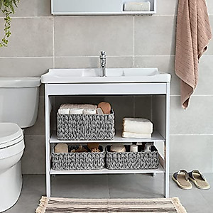 GRANNY SAYS Bundle of 3-Pack Wicker Storage Baskets for Organizing & 1-Pack Hanging Closet Organizer