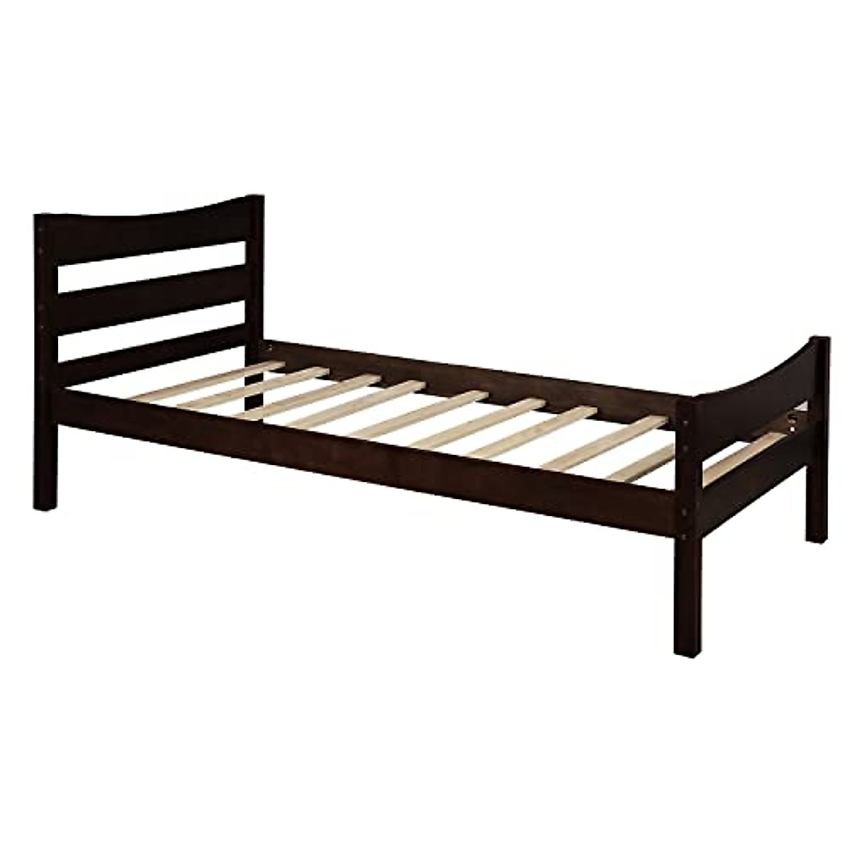 LCH Twin Size Bed Frames with Headboard and Footboard, Wood Twin Platform, Kids Twin Bed, Single Bed Frame No Box Spring Needed, Suitable for Bedroom, Apartment and Dorm(Espresso)