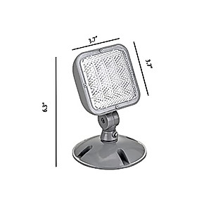 Shine LED Remote Emergency Light Head - Single Head LED Lamp Remote Capable 9.6V - for Business, Office, Warehouse, Gray