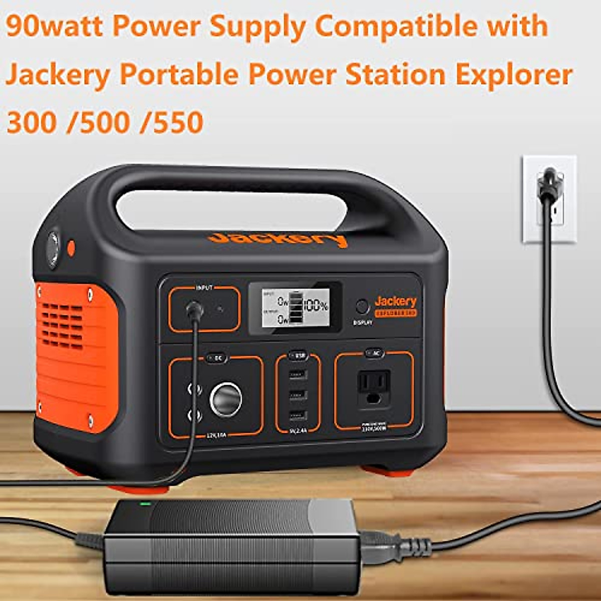 for Jackery 300/500/550 Charger,MJPOWER 24V 90W AC Adapter for Jackery Portable Power Station Explorer 300 500 550 E300 E500 E550 Solar Generator 293Wh 518Wh 550Wh Lithium Battery Power Supply Cord