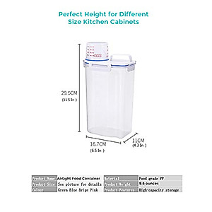 Large Rice Storage Containers Airtight Dry Food Storage Containers, BPA Free Plastic Storage Bin Dispenser with Pourable Spout, Measuring cup for Cereal, Flour and Baking Supplies(3L, Blue Set of 1)