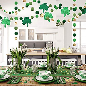 3 Pieces Pom Pom Garlands Felt Shamrock Clover Garlands Irish Wall Hanging Garlands Green Gold Felt Ball Garlands St. Patrick's Day Banner Decors for Irish St. Patrick's Day Indoor Outdoor Parties