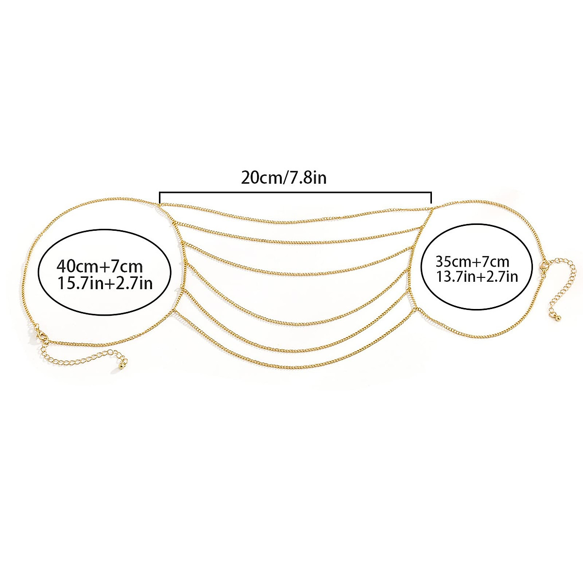 Simple Metal Shoulder Chain Necklace Multi Layer Shoulder Chain Summer Tassel Arm Chain Statement Bridal Wedding Body Chain Jewelry for Women (Gold)