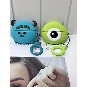 Monster Design Case for Apple AirPods Pro Case Cartoon Cover Silicone Shockproof 3D Cute Kawaii Protective Case Anti-Fall Headphone Case for Airpod Pro Case (Airpods Pro, Green Monster)