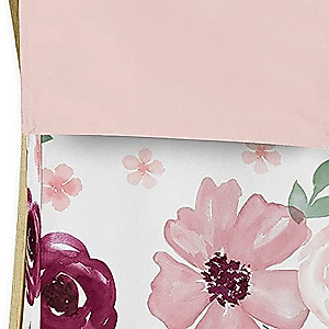 Sweet Jojo Designs Burgundy Watercolor Floral Baby Kid Clothes Laundry Hamper - Blush Pink, Maroon, Wine, Rose, Green and White Shabby Chic Flower Farmhouse