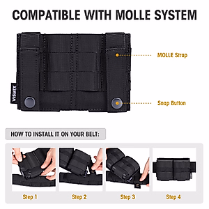 VISMIX Rifle Mag Pouch, Double 5.56mm AR MOLLE Magazine Pouch with Quick Release Kydex Insert and MOLLE Compatible Black