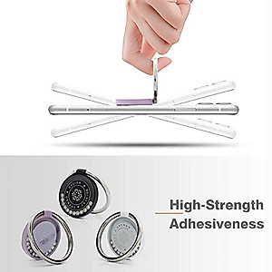 3 Pcs Phone Ring Holder, Yiwanson 360 Degree Rotation Cell Phone Ring Holder, Artificial Diamond Phone Ring Holder Finger Kickstand, Compatible with All Mainstream Smart Phones (Purple White Black)