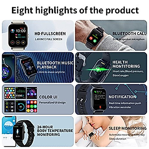 Smart Watch with Call/Text (Call Receive/Dial)for Android and iOS phones Compatible with iPhone Samsung,Fitness Tracker with Heart Rate,Blood Pressure,body temperature and Sleep Monitor for Men Women