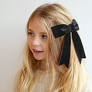 2PCS 5" Velvet Black Hair Bows Girls Hair Clips Ponytail Holder Accessories for Girls Toddlers