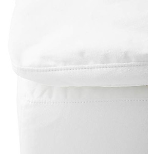 Sunset Trading Contemporary Puff Collection Slipcovered 44" Square Sectional Modular Stain-Proof Water-Resistant Washable Performance Fabric | White Ottoman, Oversized Down Filled Large Sofa Footrest
