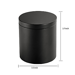 Joitsvia Cotton Swab Holder, Qtip Holder Dispenser with Lid, Resin Bathroom Containers,Vanity Storage Jars Organizer for Cotton Ball, Floss, Bath Salts, Bathroom Accessories, Matte Black