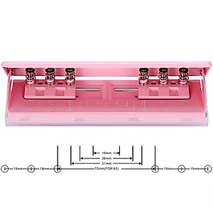 WORKLION Adjustable 6 Hole Punch: Metal Six Hole Puncher for Planners and 6-Ring Binders with 6 Sheet Capacity for A4 / A5 / A6 / Personal/Pocket Size (Pink)