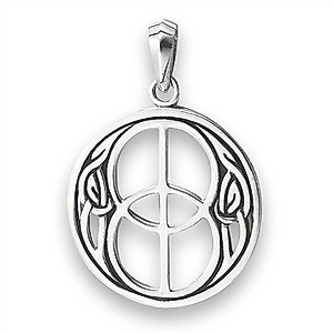 Celtic Peace Sign Pendant .925 Sterling Silver Unity Infinity Knot Hippie Symbol Charm