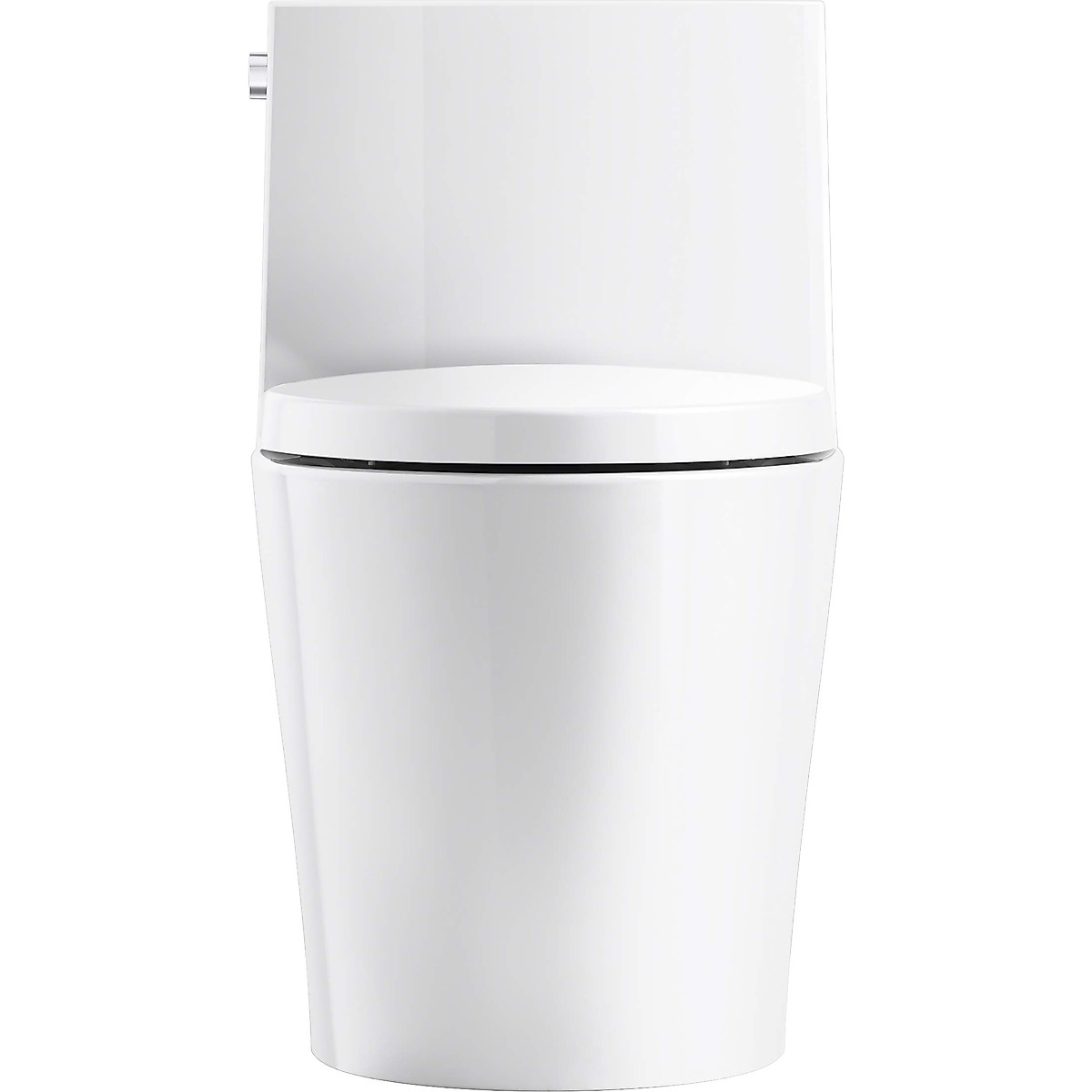 KOHLER Veil One-Piece Skirted Toilet, Dual Flush, Elongated Bowl, Skirted Trapway, White, Hidden Cord Option, Conceals Bidet Seat Cords, K-1381-HC-0