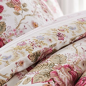 Greenland Home Antique Rose 100% Cotton Floral Duvet Cover Set, 3-Piece King/Cal King, Ivory