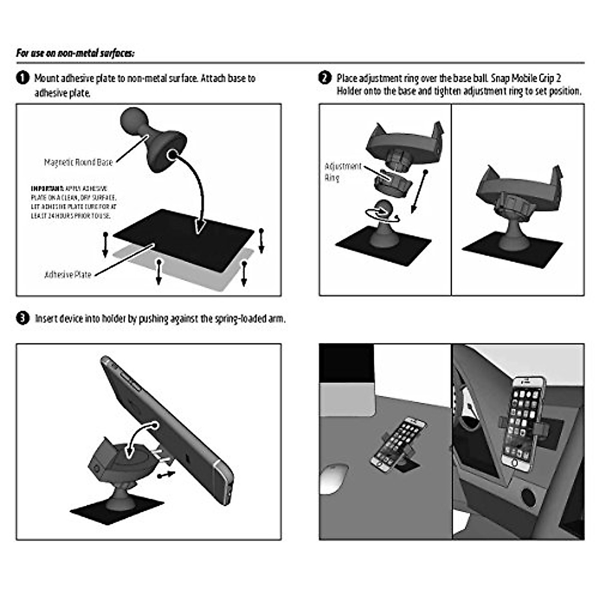 Arkon Magnetic Phone Mount Holder for iPhone X 8 7 6S Plus iPhone 8 7 6S Note 8 5 S8 S7 S6 Retail Black