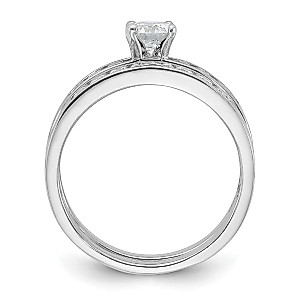 IceCarats 925 Sterling Silver Cubic Zirconia CZ Wedding Band Engagement Ring Bridal Jewelry Set