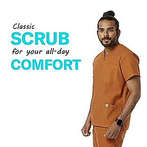 SPECTRUM UNIFORMS Scrub Tops Medical Tunic Tops Unisex V-Neck Yoga Ideal for Medical Professionals, Hospital and Lab Workwear Veterinary, Three Pocket, Licensed Collegiate Scrubs-222C Burnt Orange