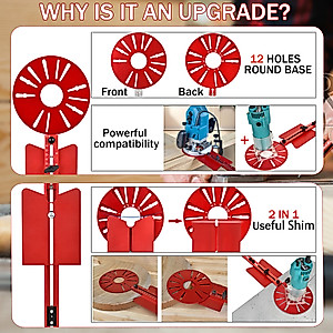 New Universal Router Circle Cutting Jig For Straight Or Cylindrical Edges, Aluminum Router Jig For Cutting/Routing Circles, Router Guide For Woodworking Edging Projects(Red)