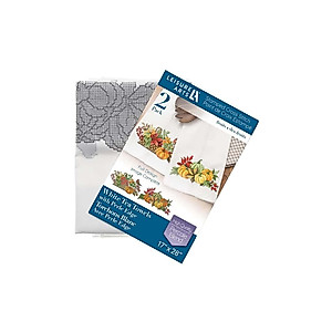LEISURE ARTS Tea Towel 17"x28" Fruits 2pc, Towel Set, Embroidery kit, Bathroom Hand Towels, Kitchen Towel, Cross Stitch Kits, Stamped Cross Stitch Kits