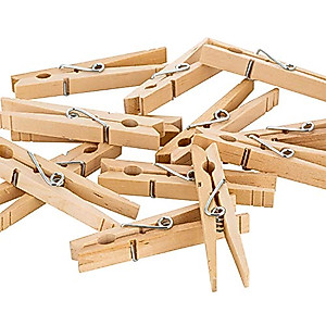Woolite Extra Large Wooden 100 Pack Clothespins| Dimensions: 0.4 x 0.43 x 3.25 inches| Perfect for Indoor and Outdoor Use| Great for Hanging Clothes, Art & Crafts| Bags, Rust Resistant