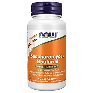 NOW Supplements, Saccharomyces Boulardii, 5 Billion CFU Probiotic, 60 Veg Capsules