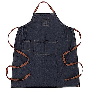 Chef Works Unisex Memphis Chefs Bib Apron, Indigo Blue, One Size