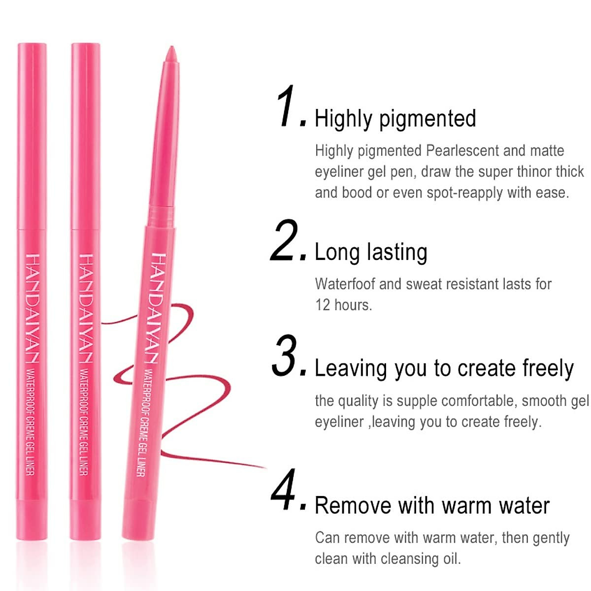 ONarisae eyeliner pencil retractable eyeliner creamy pigmented smudge proof eye liner pen Dark Green