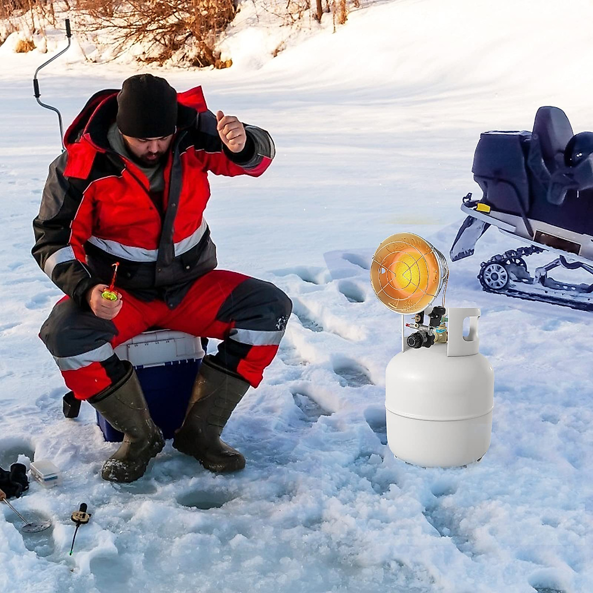 ROVSUN 15,000 BTU Propane Tank Top Heater, Portable Infrared Heater with Safety Shut-off Valve and Tip-over Switch for Indoor Outdoor Camping Fishing Patio Garage (Propane Cylinder not Included)