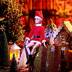 Cholung 6 Sets Christmas Doll Dresses with 2 Pairs Black Boots 11.5 Inch to 12 Inch Doll Christmas Clothes Sets Christmas Doll Dresses Suits for Little Girl