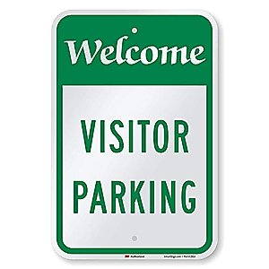 SmartSign - K-7690-EG-12x18 "Welcome - Visitor Parking" Sign | 12" x 18" 3M Engineer Grade Reflective Aluminum Green on White