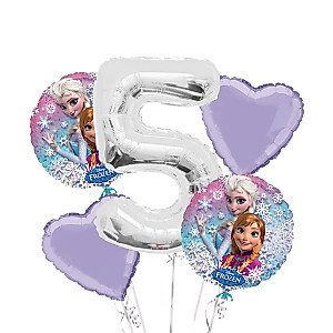 Frozen Balloon Bouquet 5th Birthday 5 pcs - Party Supplies