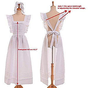 GRACEART Edwardian Victorian Maid Pinafore Apron Style-1(Thickiy ronior Fabric)